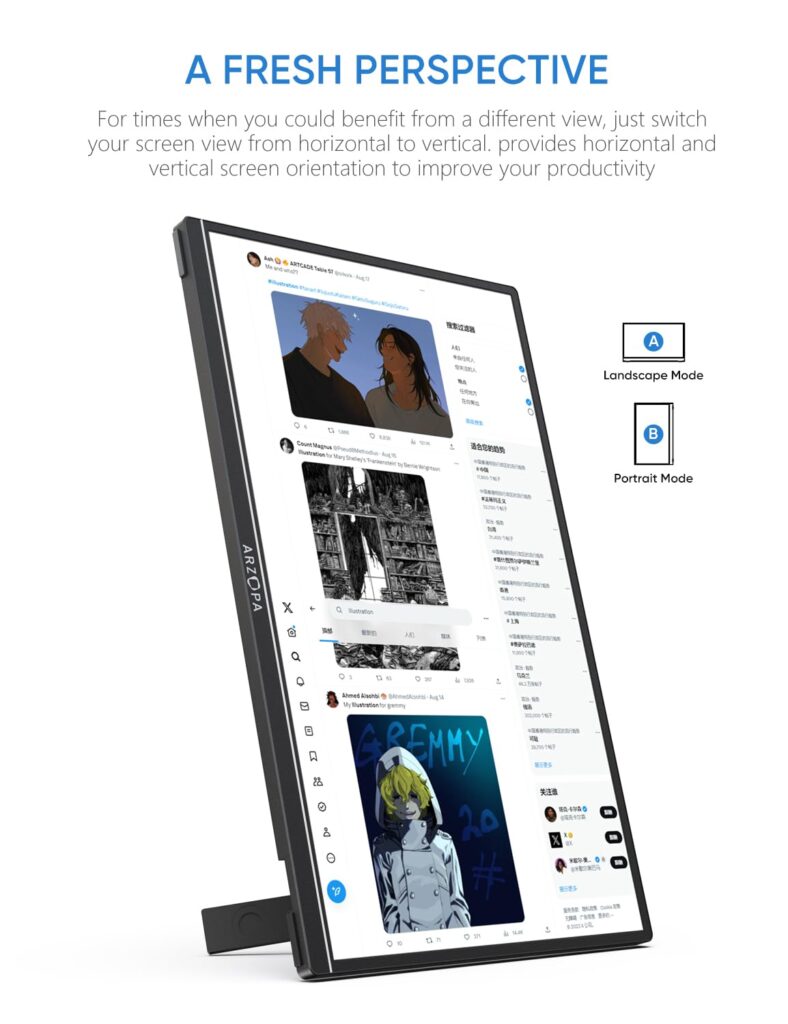 ARZOPA Portable Monitor Kickstand, 14.0" Ultra Slim Portable Laptop ...